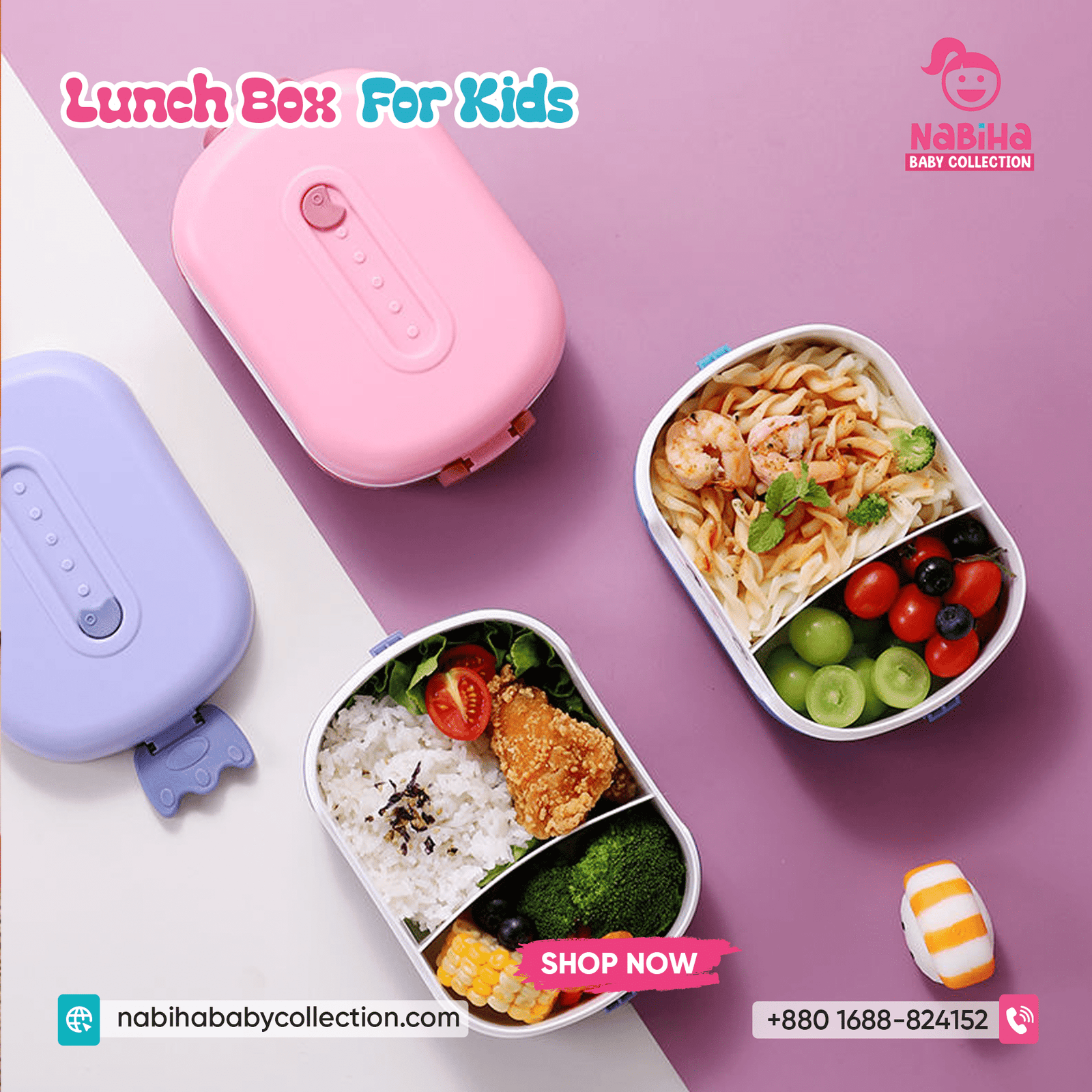 Cute Cat Design Bento Lunch Box - Nabiha Baby Collection