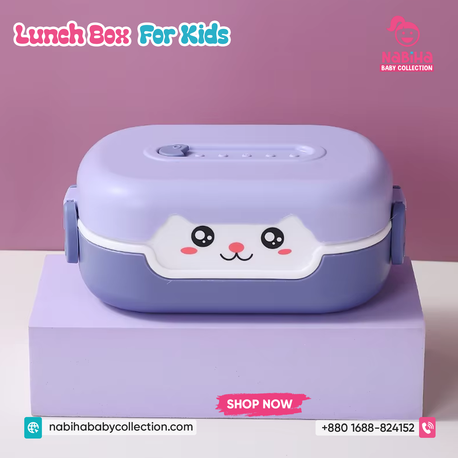 Cute Cat Design Bento Lunch Box - Nabiha Baby Collection